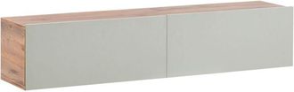 Beliani TV-M&ouml;bel Hellgr&uuml;n Faserplatte 140 cm H&auml;ngend 2 T&uuml;ren Holzoptik Schmal Modern Schlicht TV-H&auml;ngeschrank Fernsehschrank TV-Lowboard Wohnzimmer