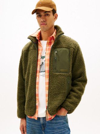 Tommy Hilfiger Sweatjacke TEDDY FLEECE ZIP THROUGH &Uuml;bergangsjacke Herbstjacke Teddy Pl&uuml;sch Soft Jacke