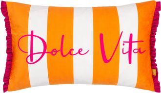 furn. Dolce Vita Kissenbezug, gestreift, Samt mit R&uuml;schen
