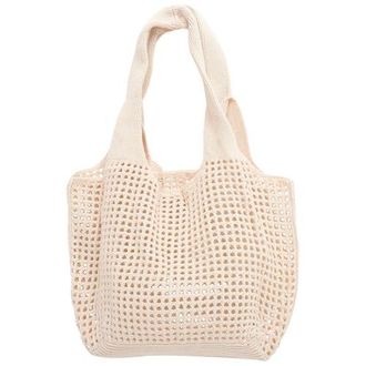 Beaupretty BESPORTBLE Paquet &agrave; Main Tricot&eacute; Ajour&eacute; en Maille Cabas de Plage L&eacute;ger Couleur Abricot Grand Paquet d&Eacute;t&eacute; Tiss&eacute; pour Femme Polyvalent pour Vacances et 
