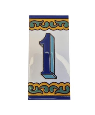 Generic Keramik-Hausnummern, Keramik-Ziffern und Buchstaben, Chalet-Design, Fliesengr&ouml;&szlig;e: 15 cm x 7,5 cm (Nummer 1)