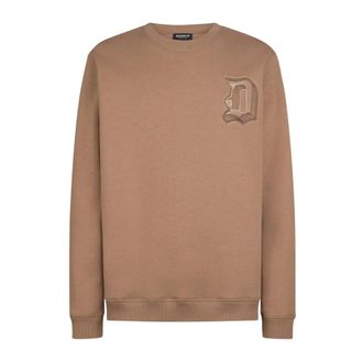Dondup Langarmiger Baumwoll-Sweatshirt mit gesticktem D-Logo - - Sweatshirts & Hoodies - Herren - Braun - XL