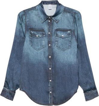 Liu Jo Femme, Blouses et Chemises, Bleu, Taille: 36 FR Chemise &agrave; imprim&eacute; num&eacute;rique