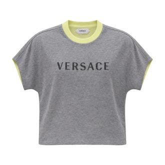 Versace Logo-Print T-Shirt - - Tops - Damen - Grau - XS