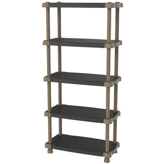 PEGANE Pegane - Etag&egrave;re de rangement 5 niveaux int&eacute;rieur/ext&eacute;rieur coloris noir/taupe - Longueur 88 x Profondeur 43 x Hauteur 184 cm