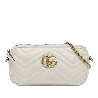 Gucci Cream Mini GG Marmont Matelasse Camera Crossbody Bag