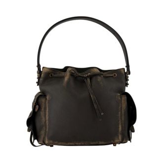 Acne Studios Femme, Sacs, Brun, Taille: ONE Size Sac bandouli&egrave;re en cuir marron avec poches