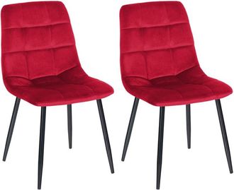 Clp Lot de 2 chaises de salle à manger Tilde rouge, velours