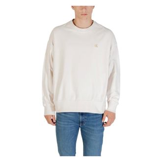 Calvin Klein Jeans Homme, Sweatshirts et sweats à capuche, Beige, Taille: XL Premium Terry Monogr Crewneck SweaT-shirt