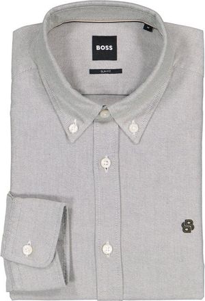 HUGO BOSS Herren Hemd schwarz meliert Slim Fit