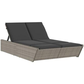 vidaXL Vidaxl - Chaise longue double avec coussins gris r&eacute;sine tress&eacute;e