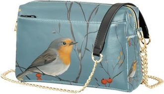 Mnsruu Sacs à bandoulière en cuir pour femme, motif oiseaux, baies et branches