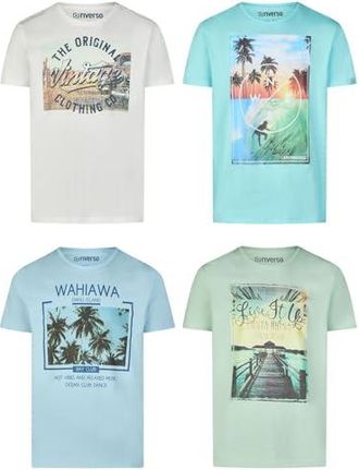 Riverso RIVLukas Lot de 4 T-Shirt à Manches Courtes pour Homme Imprimé Animal S à 5XL - Multicolore - XXXXX-Large