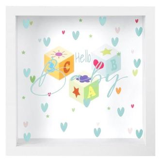 Goldbuch 92 0091 Wunscherfüller Hello Baby, Spardose mit austauschbarem Hintergrund, Bilderrahmen aus MDF, Geldbox für Münzen und Scheine, Sparbüchse mit Wandh