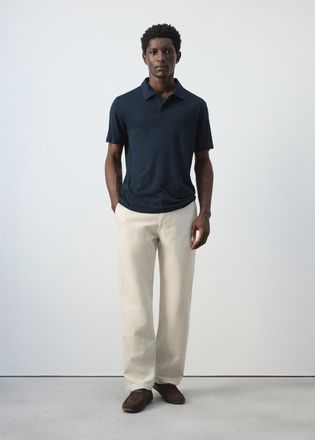 Mango Polo lin slim-fit bleu marine - Homme - XS - MANGO MAN