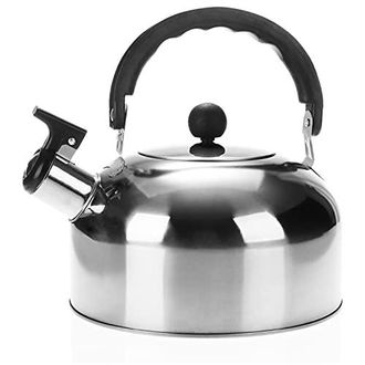 Com-Four Bouilloire 1,5 L - Bouilloire de camping en acier inoxydable - Bouilloire sifflante pour eau bouillante - Bouilloire r&eacute;tro (1 pi&egrave;ce - 1,5 litre)