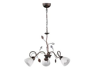 Trio Lustre, Traditio 3xE14, max.40,0 W Verre, Alb&acirc;tre, Corps: metal, Rouille antique &Oslash;:70,0cm, H:150,0cm IP20