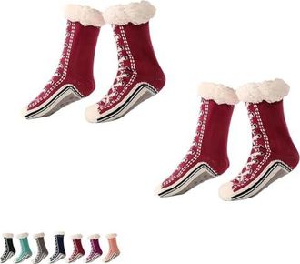 Generic Chaussons dint&eacute;rieur en cachemire ultra &eacute;pais pour femme, chaussettes dhiver chaudes antid&eacute;rapantes et douillettes, doublure polaire chaude et confort