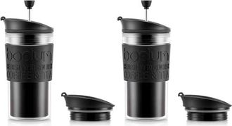 Bodum K11102-01 Travel Press Set Kaffeebereiter mit extra Trinkaufsatz, 0.35 l (Packung mit 2)
