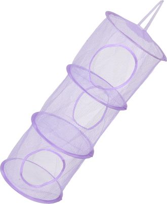 Soimiss Hängender Netz Organizer Aus Netzgewebe Mit 3 Fächern Für Spielzeug Und Kleidung Faltbare Aufbewahrungstasche Für Kinderzimmer Und Reisen Violett