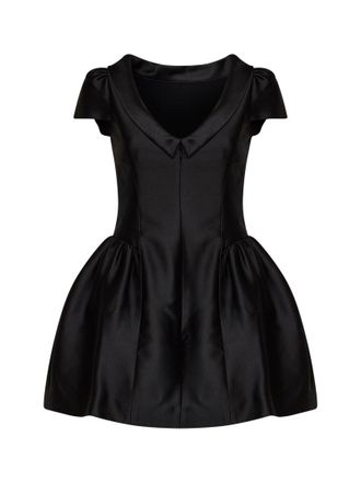 Self Portrait Womens Minidress Taffeta Collar Black Dress