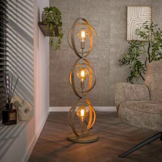 Pier Import Lampadaire moderne beige mat, 3 anneaux pivotants TRIBECA