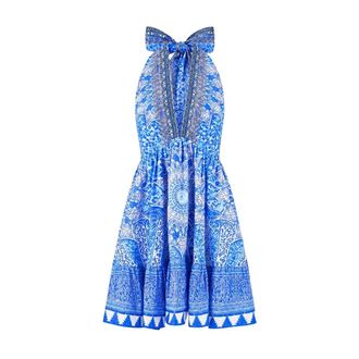 Camilla R&uuml;schensaum Neckholder Minikleid - - Dresses - Damen - Blau - L