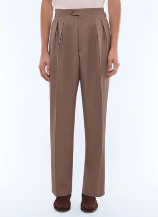 Fursac Pantalon large &agrave; pli en laine et mohair - Taille 38 - Homme