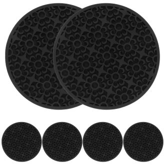 Hemobllo 6 St&uuml;ck Runde Silikon Tassenuntersetzer Hitzebest&auml;ndige rutschfeste Becherunterlagen f&uuml;r K&uuml;che Zuhause Praktische Flaschenmatten mit Isolierendem Schu