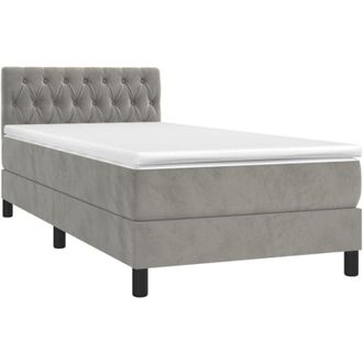vidaXL Boxspringbett mit Matratze Hellgrau 90x200 cm Samt Vidaxl