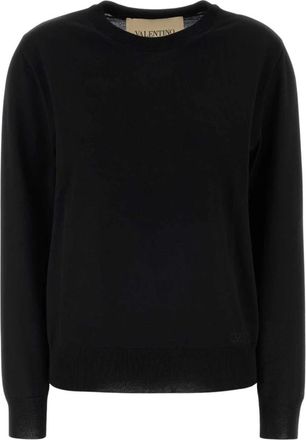 Valentino Garavani Femme, Pulls, Noir, Taille: 40 FR Pull en laine avec broderie VLogo