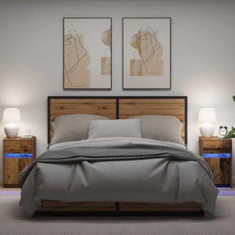 vidaXL Armoire de chevet led 2 pcs Bois ancien 38 x 34 x 61 cm Vidaxl