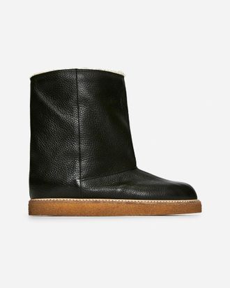 Arket Gef&uuml;tterter Lederstiefel -Schwarz