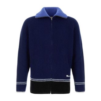 Marni Homme, Pulls, Bleu, Taille: XL Cardigan zipp&eacute; &agrave; col roul&eacute;