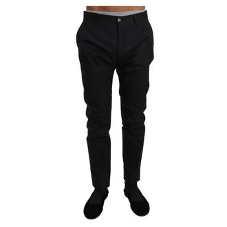 Dolce & Gabbana Elegante Schwarze Formelle Wollmischungshose - - Trousers - Herren - Schwarzk - L