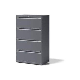 Bisley Hängeregistraturschrank Essentials, 4 Hängeregistratur H 304 mm, Metall, 634 Anthrazitgrau, 47 x 80 x 130 cm