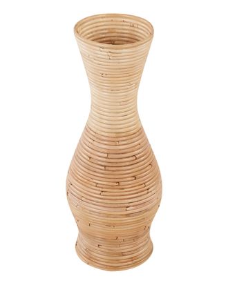 Beliani Dekorative Vase geflochtenes Rattan, Beige und Wei&szlig; nat&uuml;rlicher Stil Renun