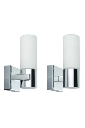 Paulmann Badezimmer-Wandleuchte Gemini, Chrom, Metall, Glas, 8.5x19.5x10.5 cm, Gr&uuml;ner Punkt, Lampen & Leuchten, Innenbeleuchtung, Leuchten nach R&auml;umen, Badezim