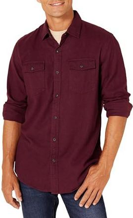 Amazon Essentials Chemise en Flanelle, à Manches Longues, Deux Poches, Coupe Standard Homme, Bordeaux Chiné, XXL