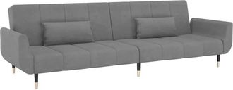 vidaXL Schlafsofa 2-Sitzer mit 2 Kissen Hellgrau Samt Vidaxl