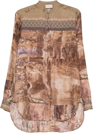 Pierre-Louis Mascia Femme, Blouses et Chemises, Multicolore, Taille: 38 FR Aloe Printed Silk Shirt