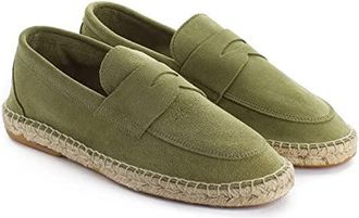 Abarca Espadrilles décontractées dété en cuir et jute pour homme Chaussures artisanales, Menthe (menta), 42 EU