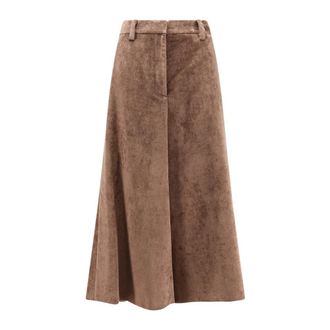 Brunello Cucinelli Cord-R&ouml;ckchen mit Glockensaum - - Skirts - Damen - Braun - L