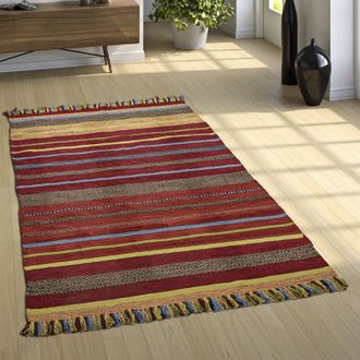 Paco Home Designer Teppich Webteppich Kelim Handgewebt 100% Baumwolle Modern Gestreift Bunt 240x340 cm - Paco Home