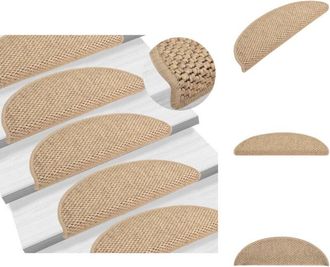 vidaXL Treppenmatten Selbstklebend Sisal-Optik 15 Stk. 56x17x3 cm Sand - Treppenmatten - Teppiche Für Treppen - Stufenmatten - Sisal Optik - Antirutsch
