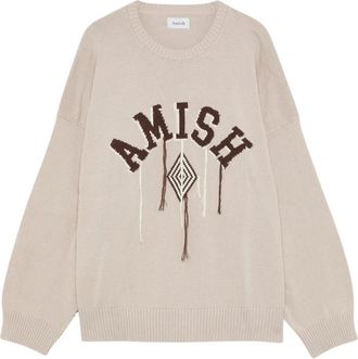 Amish Femme, Pulls, Beige, Taille: 46 FR Pull Ras du Cou Effet Effiloch&eacute;