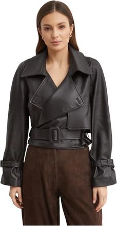 Nour Hammour Nour Hammour, Femme, Vestes, Brun, Taille: 40 FR Hatti Cropped Leather Jacket