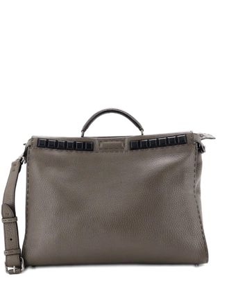 Fendi sac Selleria Peekaboo en cuir &agrave; d&eacute;tails de clous XL - Vert
