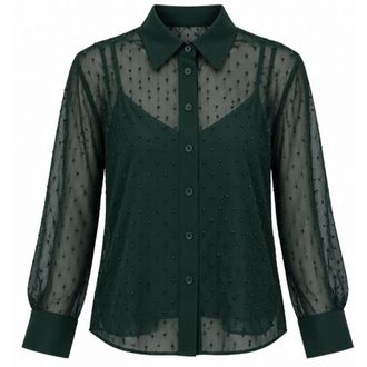 Liu Jo Chemise en tulle avec broderie bijou - Femme - Blouses et Chemises - Vert - Taille: 38 FR