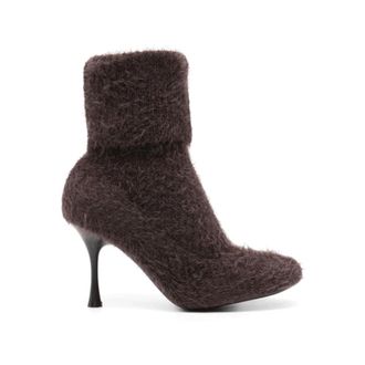 Gianvito Rossi Gestrickte Ankle Boots in Zedernbraun - - Shoes - Damen - Braun - 38 EU